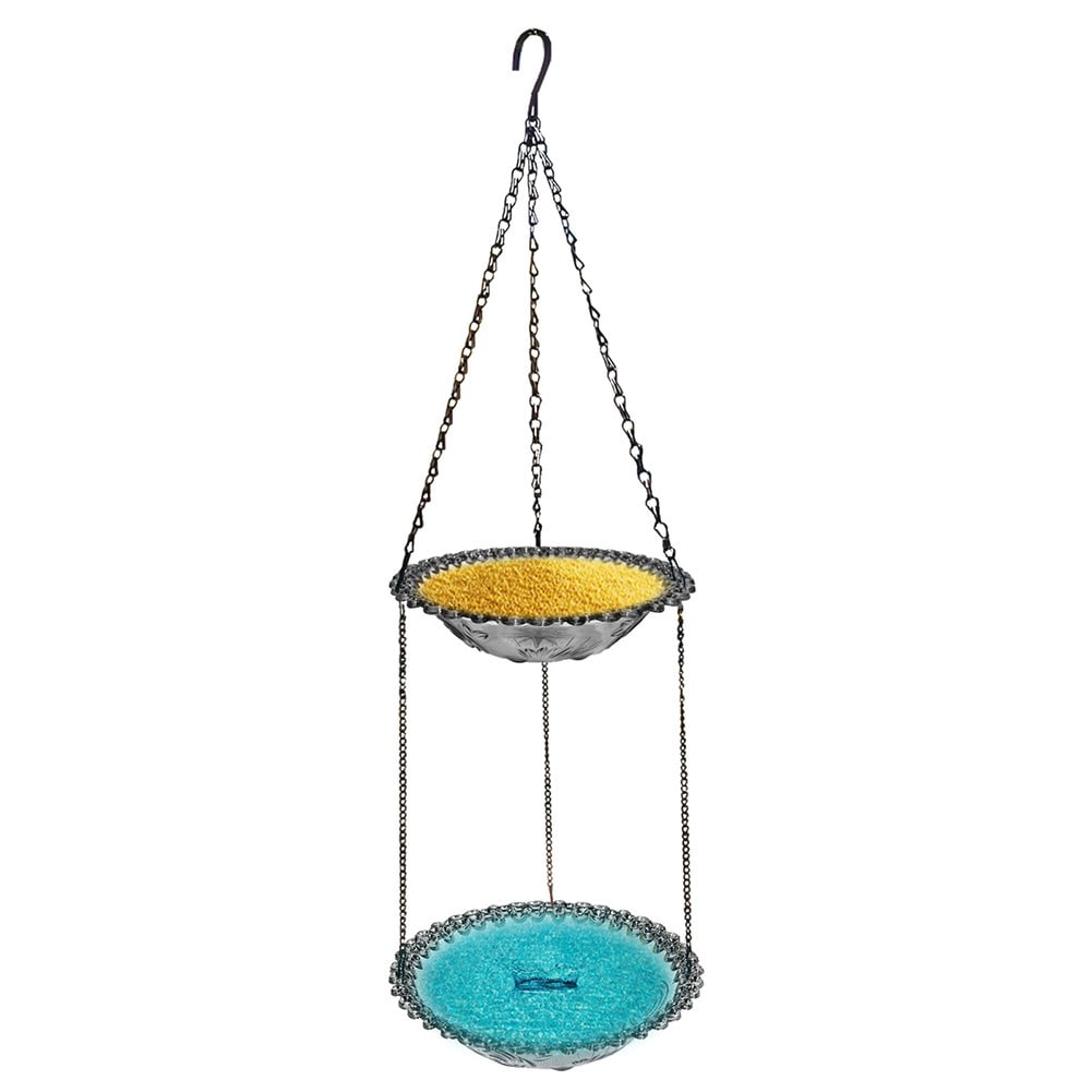 Ana Outdoor Bird Feeder and Bath with Double Layer Design in Vibrant ...