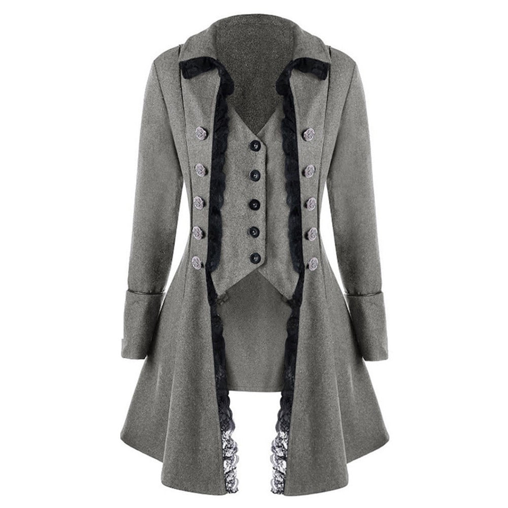 Ana Retro Women Gothic Coats Jacket Button Long Coats Blazer Victorian ...