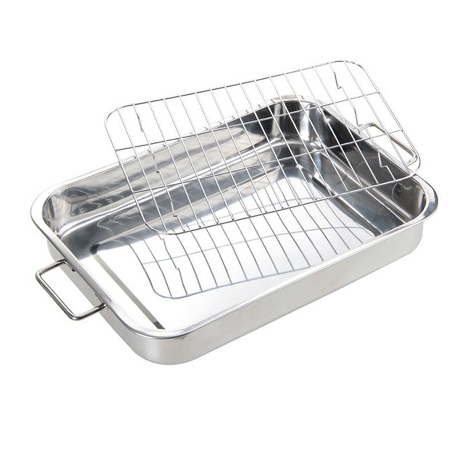 Ana Stainless Steel Deep Roasting Tray Oven Pan Grill Rack Baking ...