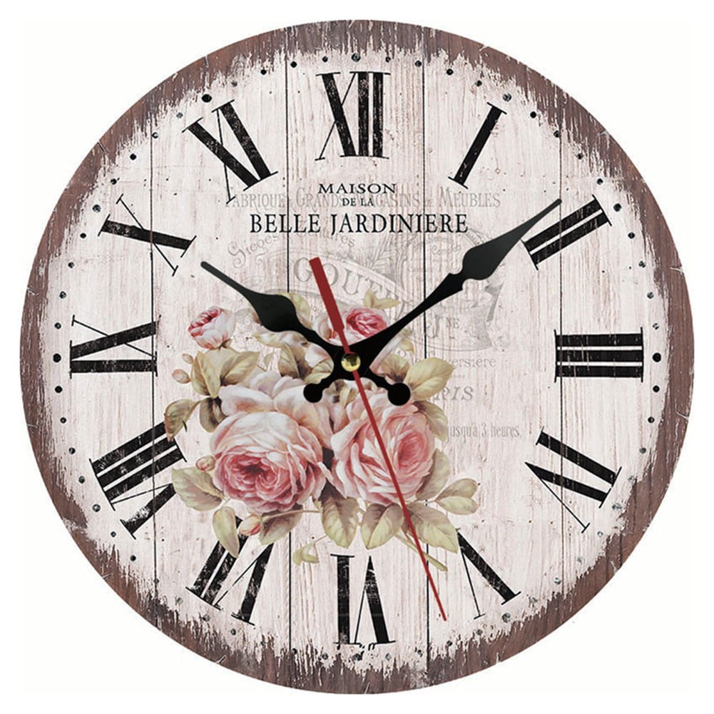 Ana Vintage Wall Clock Round Silent Clocks Wall Mount Wooden Carft Living Room Decor - Walmart.com