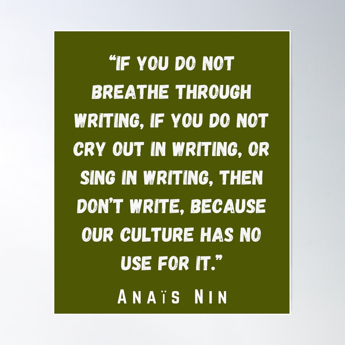 Anaïs Nin Quote: If You Do Not Breathe Through Writing.... Poster Wall ...