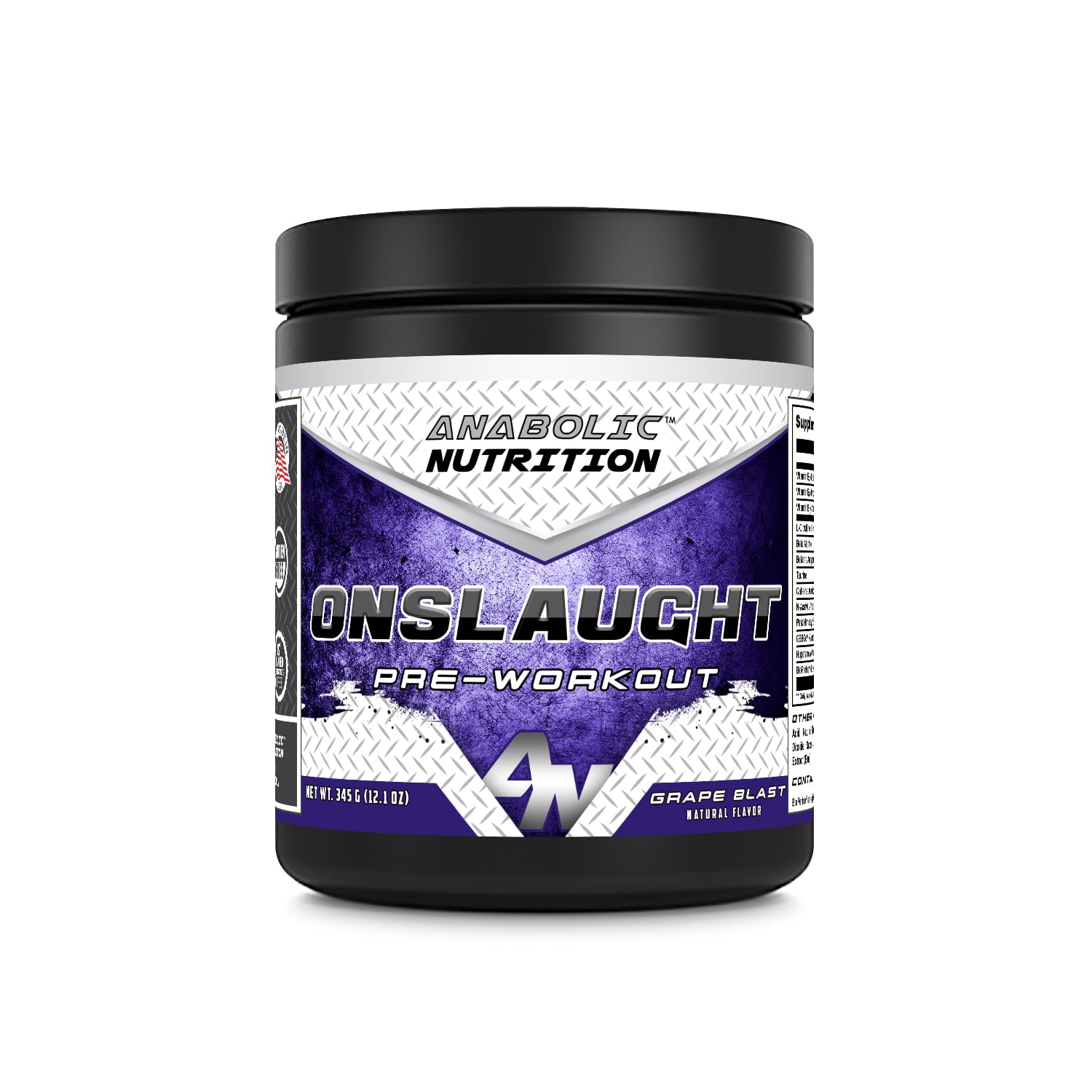 Anabolic Nutrition Onslaught Pre-Workout Grape 345 Grams Powder Grape ...