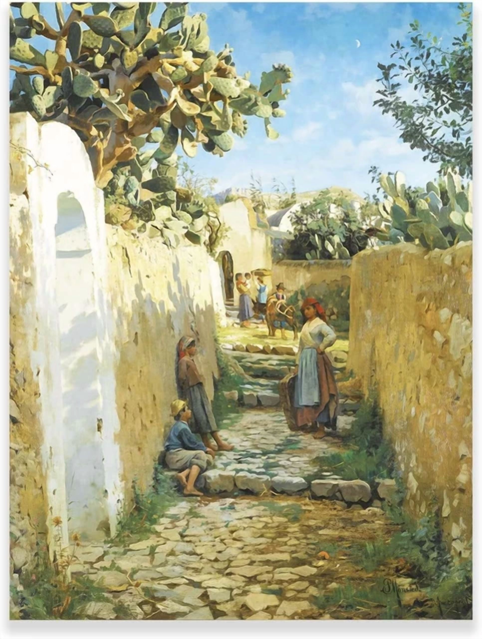 Anacapri By Peder Monsted Poster - Realistic Painting- Alley Landscape ...