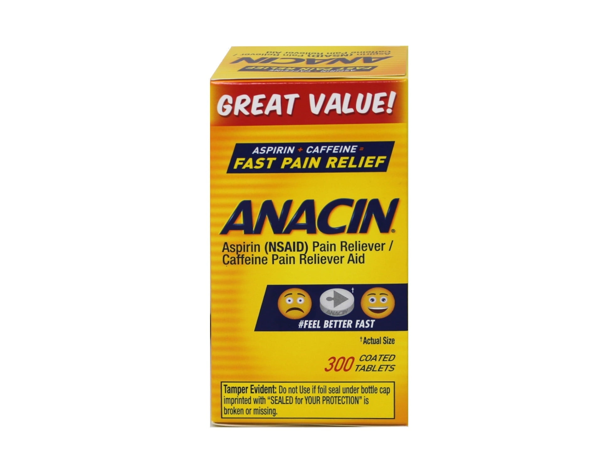 Anacin Fast Pain Relief Pain Reducer Aspirin Tablets, 300 Tablets (Pack ...