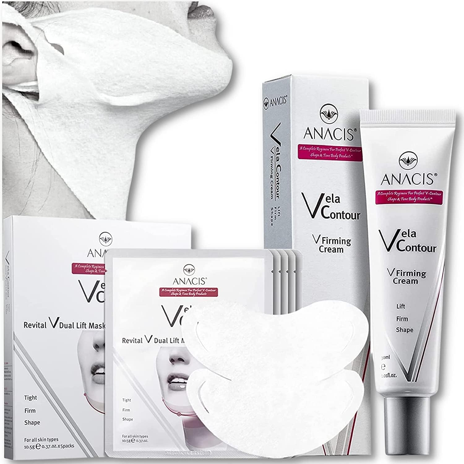 Anacis Advanced Neck Cream and Double Mask Works for Neck, Chin, and ...