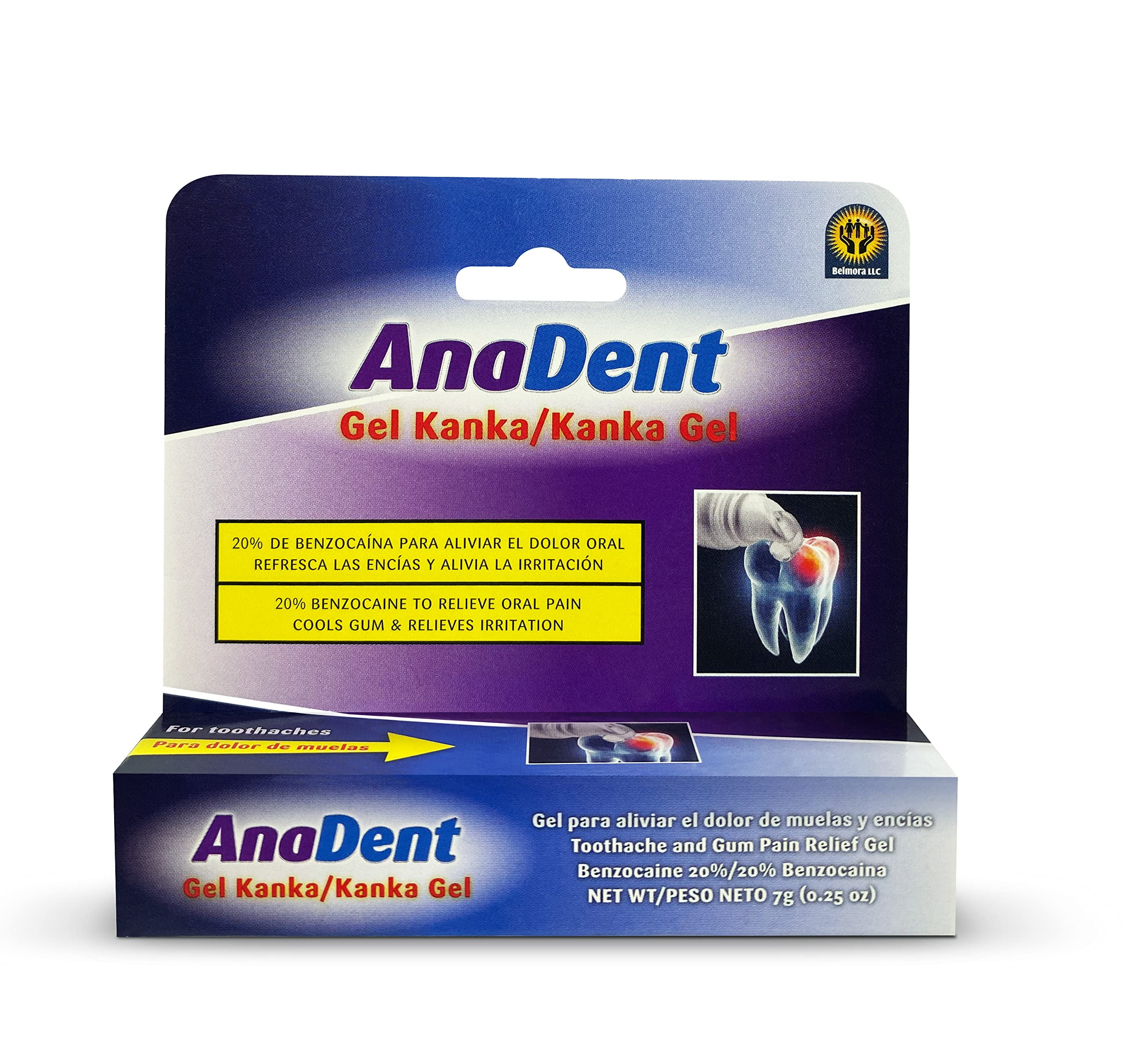 Anadent Toothache Gel, 20% STF9 Benzocaine Oral Gel for Instant Pain ...