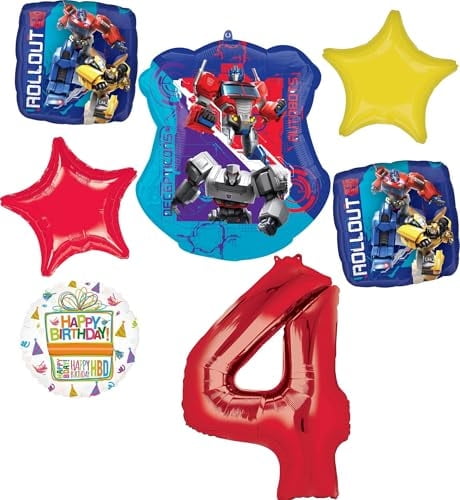Anagram 4th Birthday Party Supplies 7pc Transformer's Foil Balloon ...
