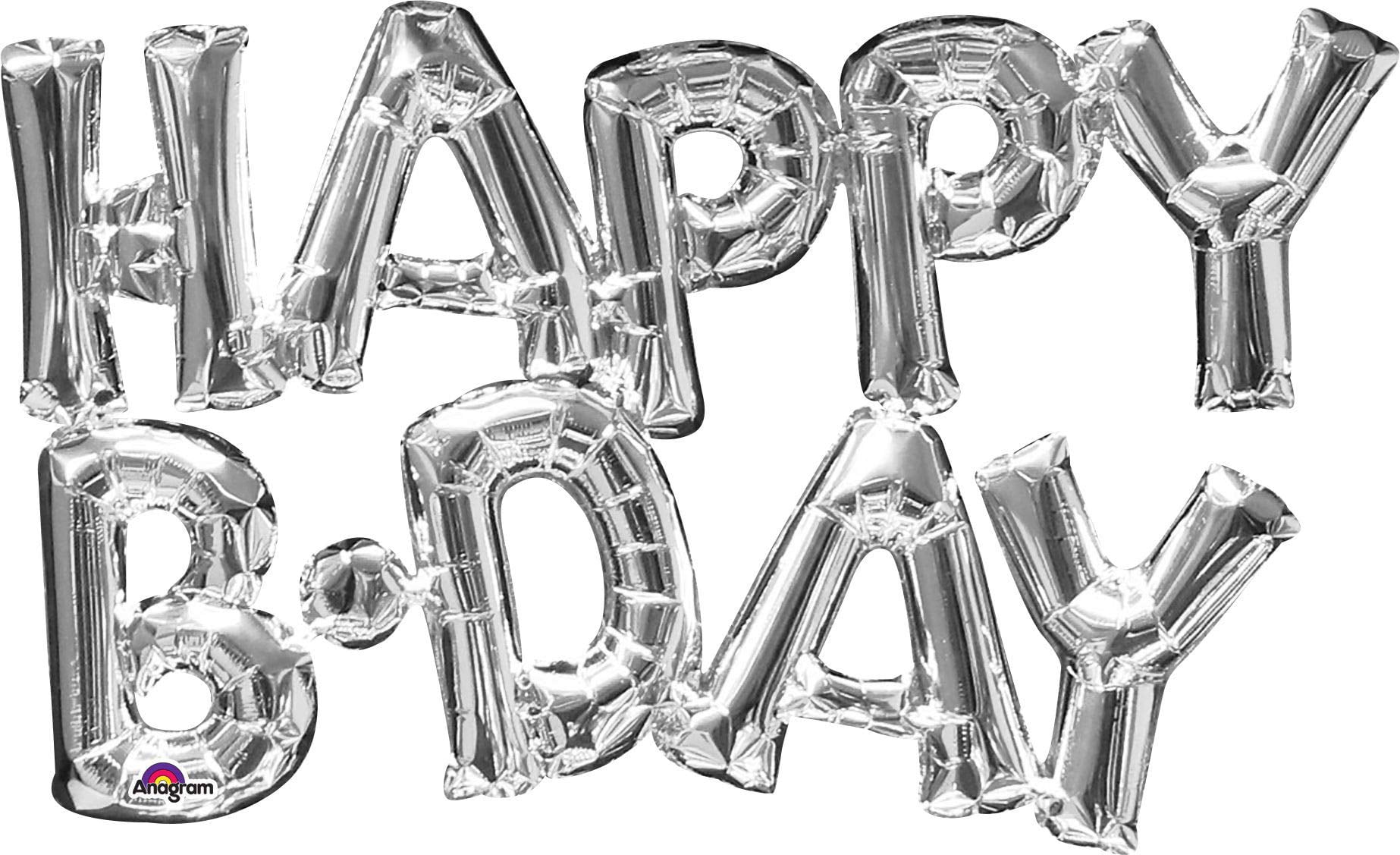 Anagram 78452 30 in. Phrase Happy Birthday Foil Balloon - Silver ...
