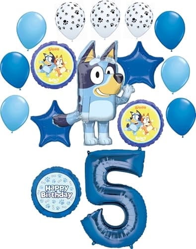 Anagram Bluey 5th Birthday Party Supplies Bingo Foil and Latex Balloon ...