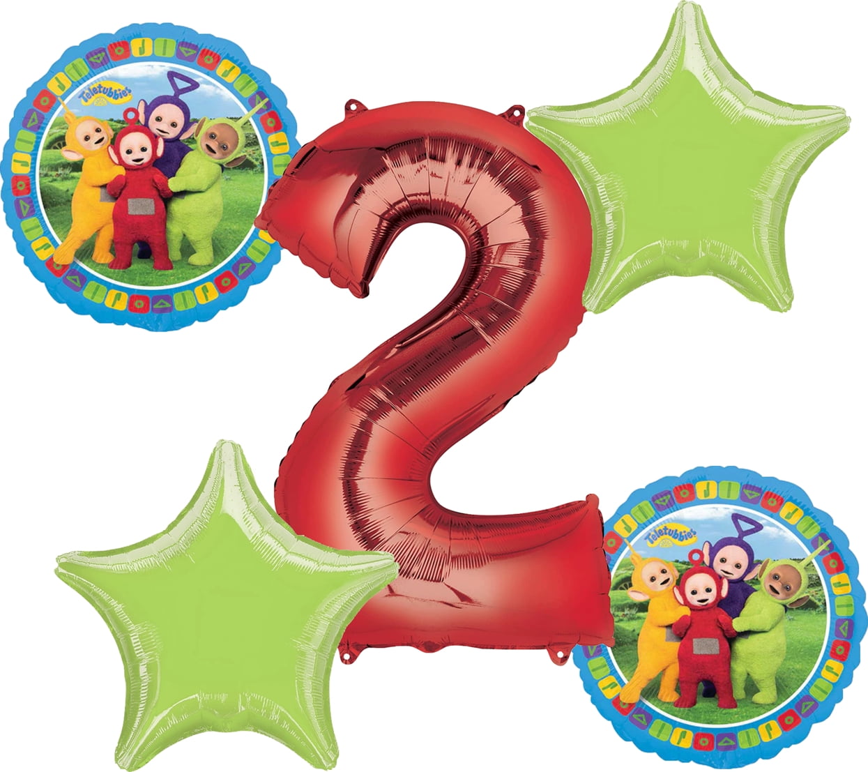Teletubbies 2nd Birthday Balloon Bouquet Decorations - 5 pcs Party ...