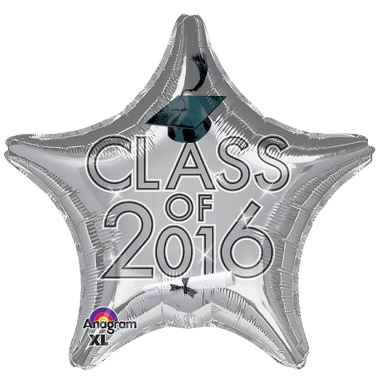 Anagram Class of 2016 Grad Cap Jr Shape Silver 19" Graduation Star ...