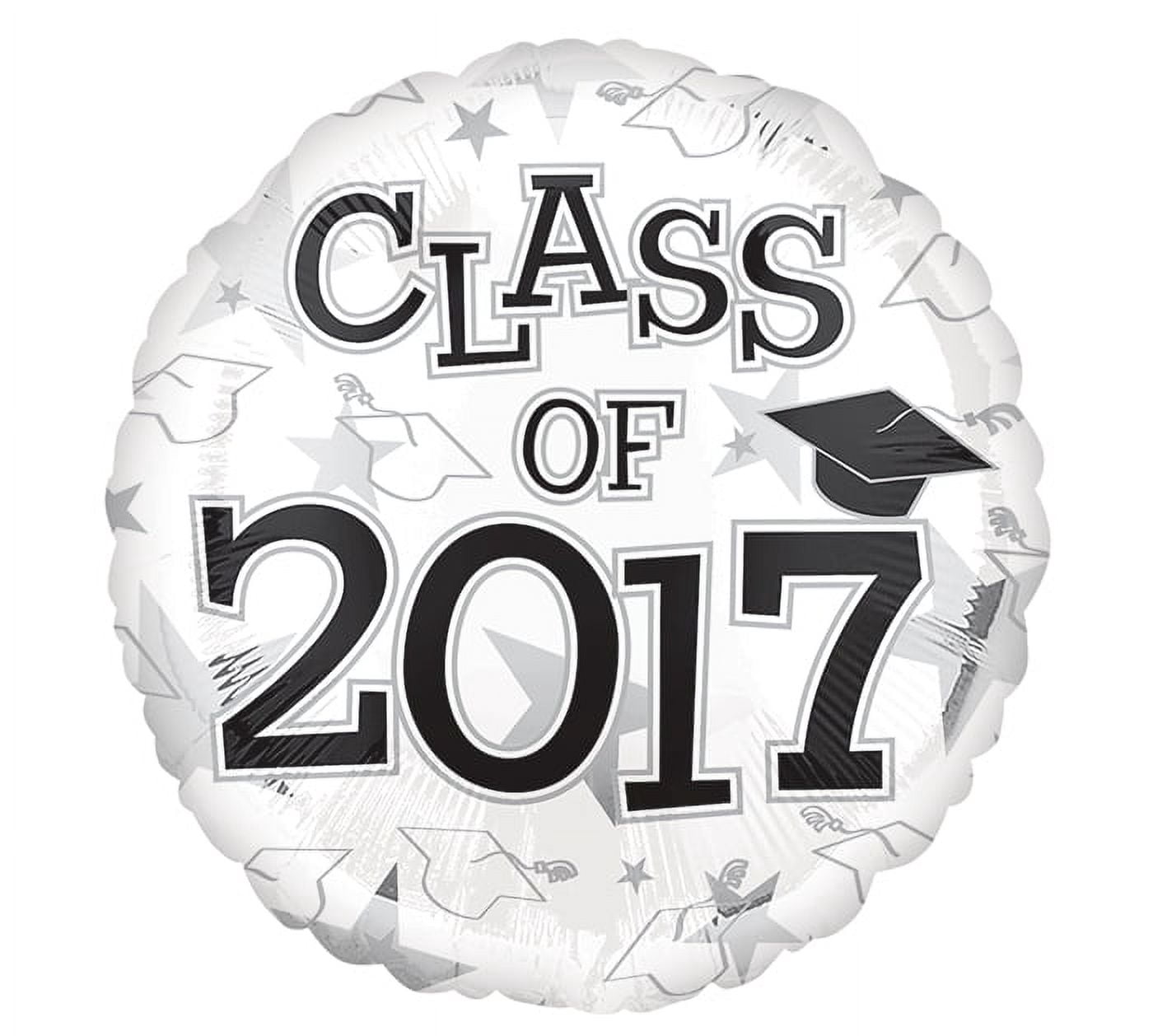 Anagram Class of 2017 Congratulations Graduation White 17" Round Foil ...