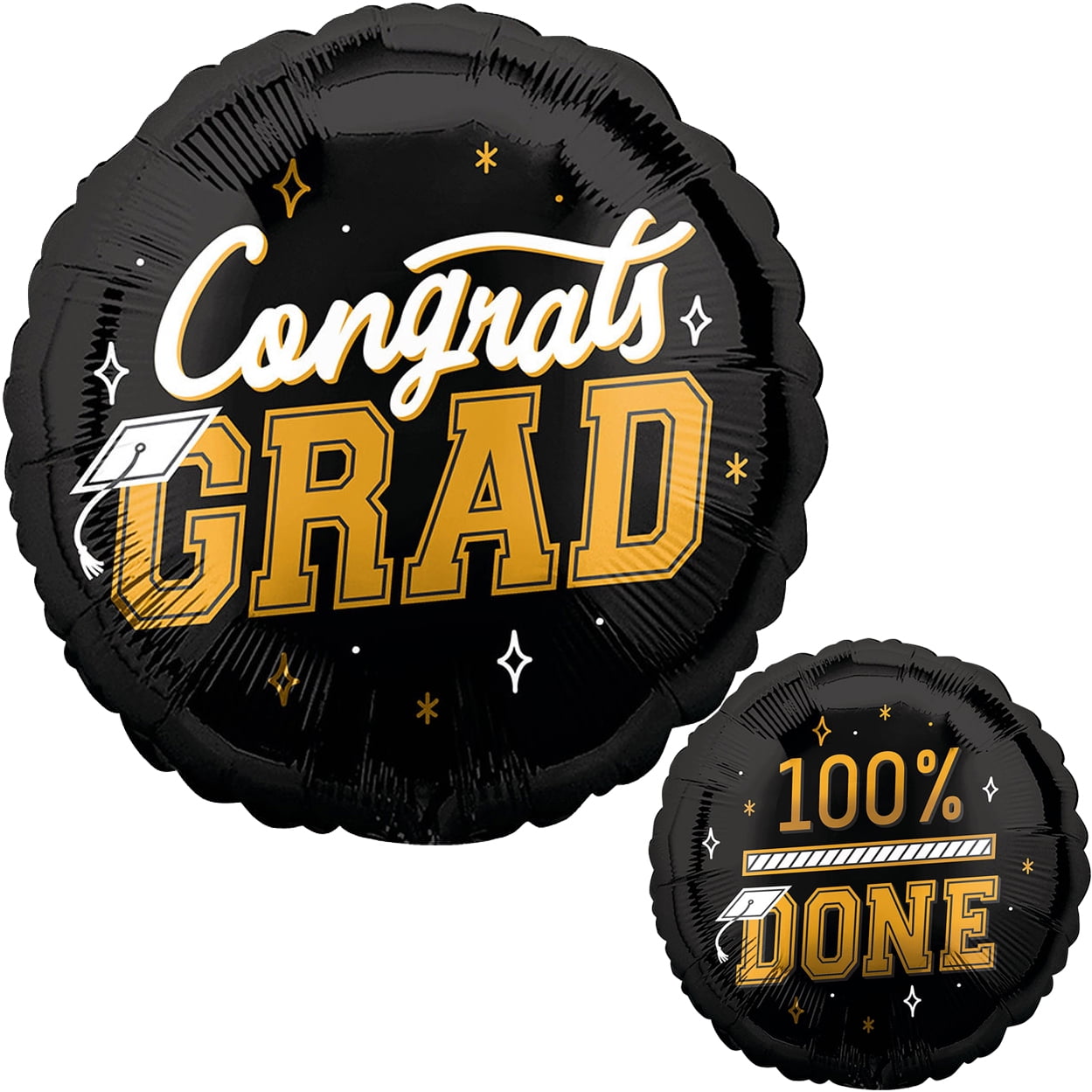 Anagram Congrats Grad 100% Done Graduation 18" Round Jr Shape Foil ...