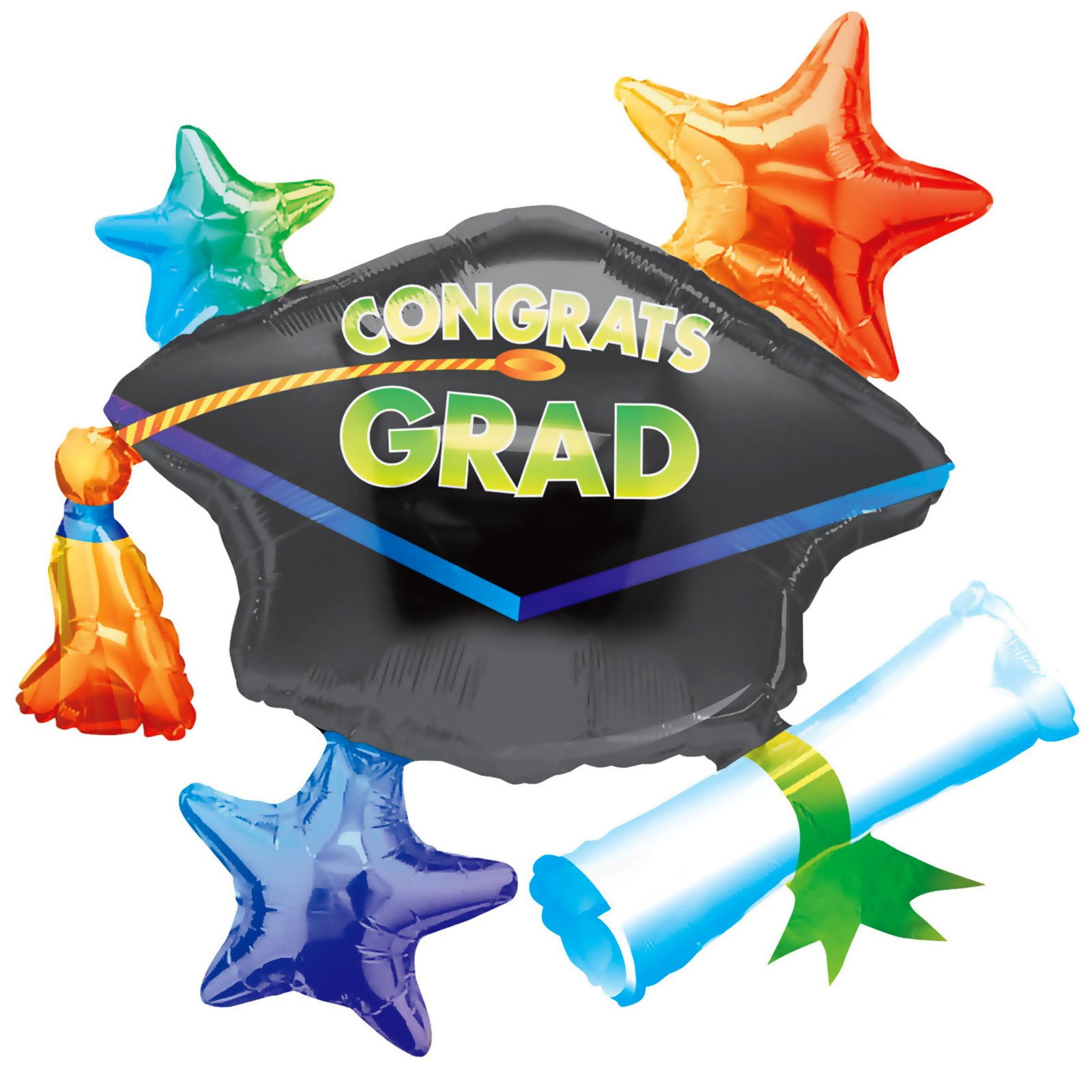 Anagram Congrats Grad Cap School Colors Cluster SuperShape 31in Foil ...