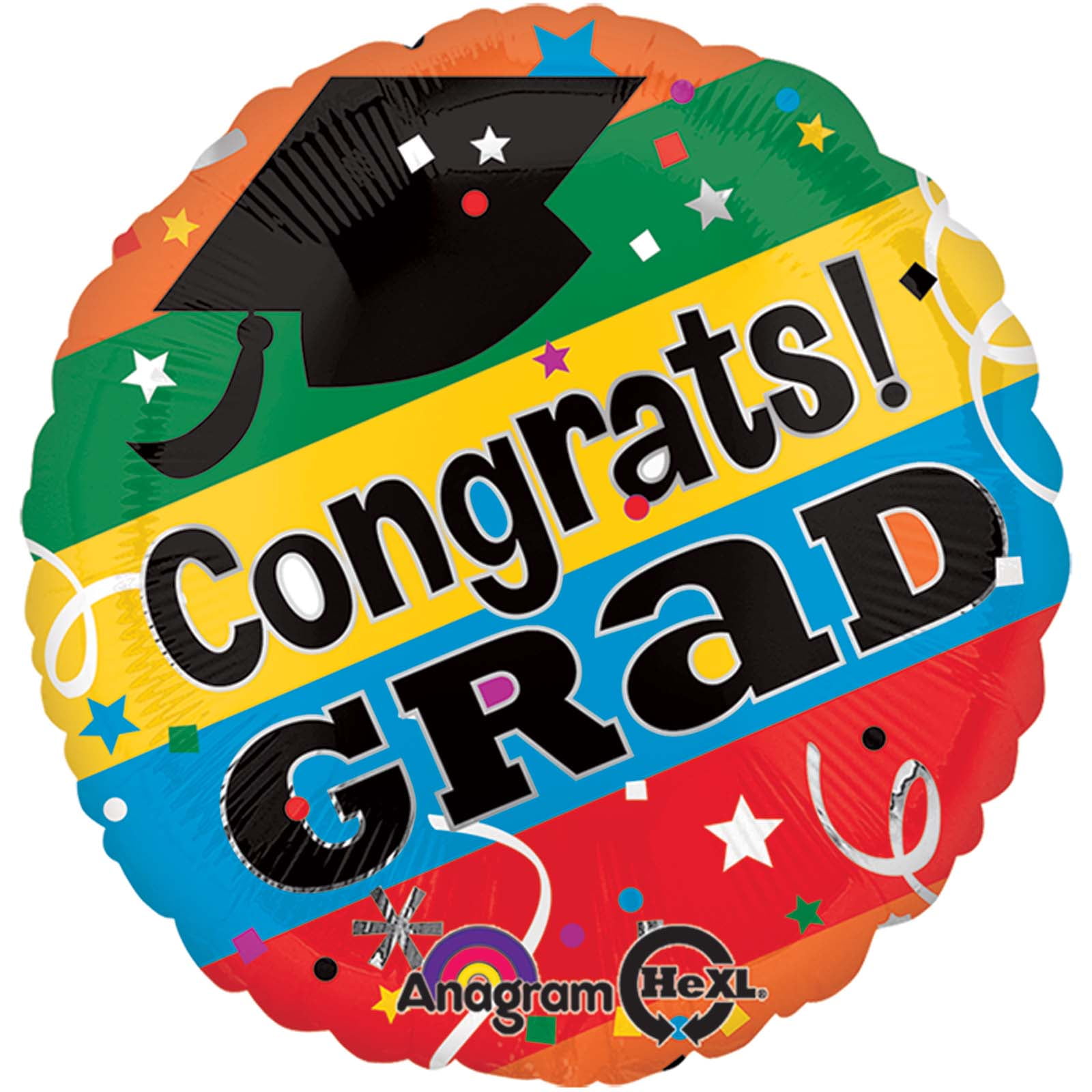 Anagram Congrats Grad Colorful Stripes Letters 32" Foil Balloon ...