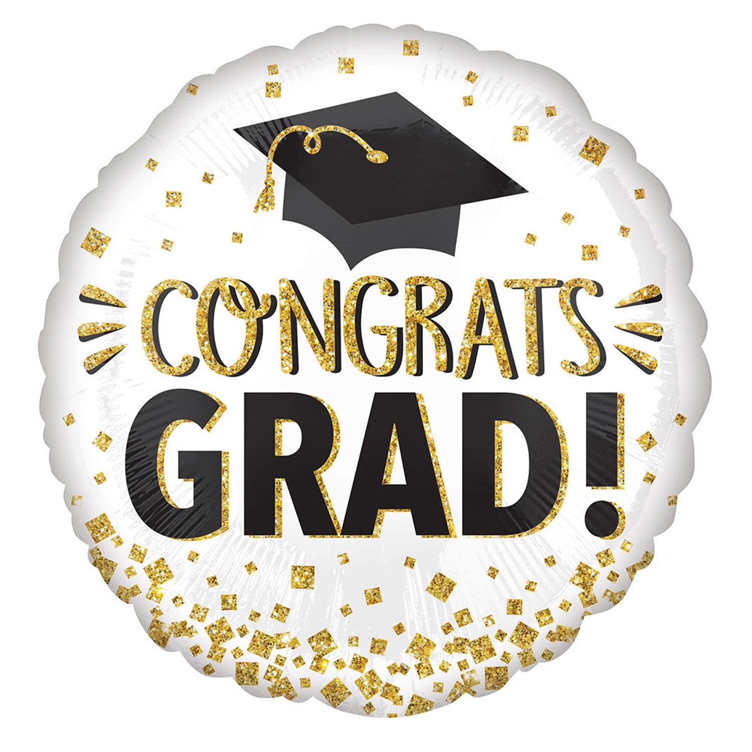 Anagram Congrats Grad Glitter Graduation 28" Round Jumbo Foil Balloon ...