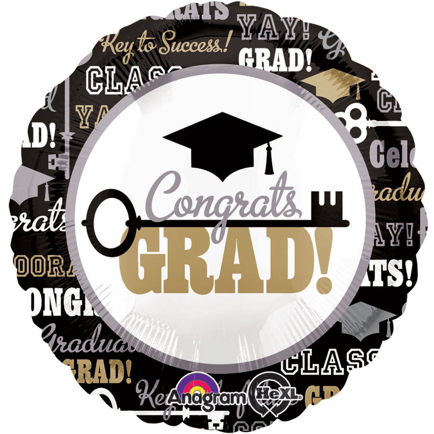 Anagram Congrats Grad Key to Success 18" Round Foil Balloon, Gold ...