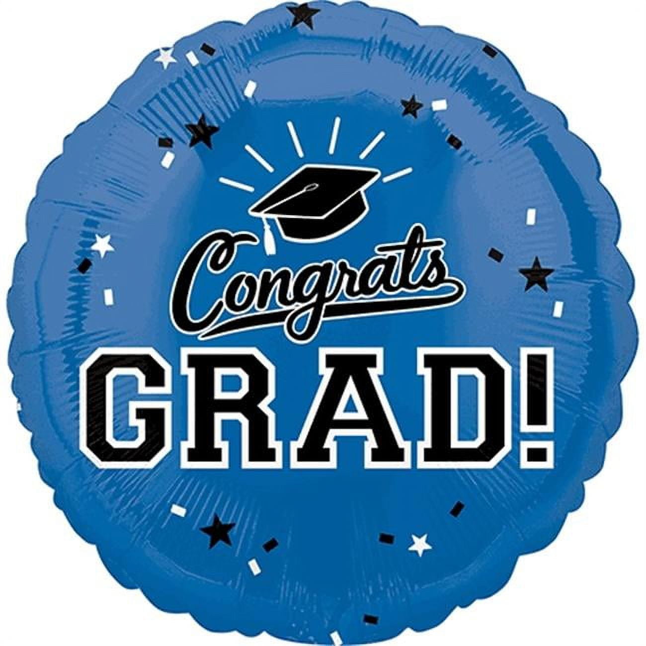 Anagram Congrats Grad School Color Pride Graduation Foil Blue 18" Round ...