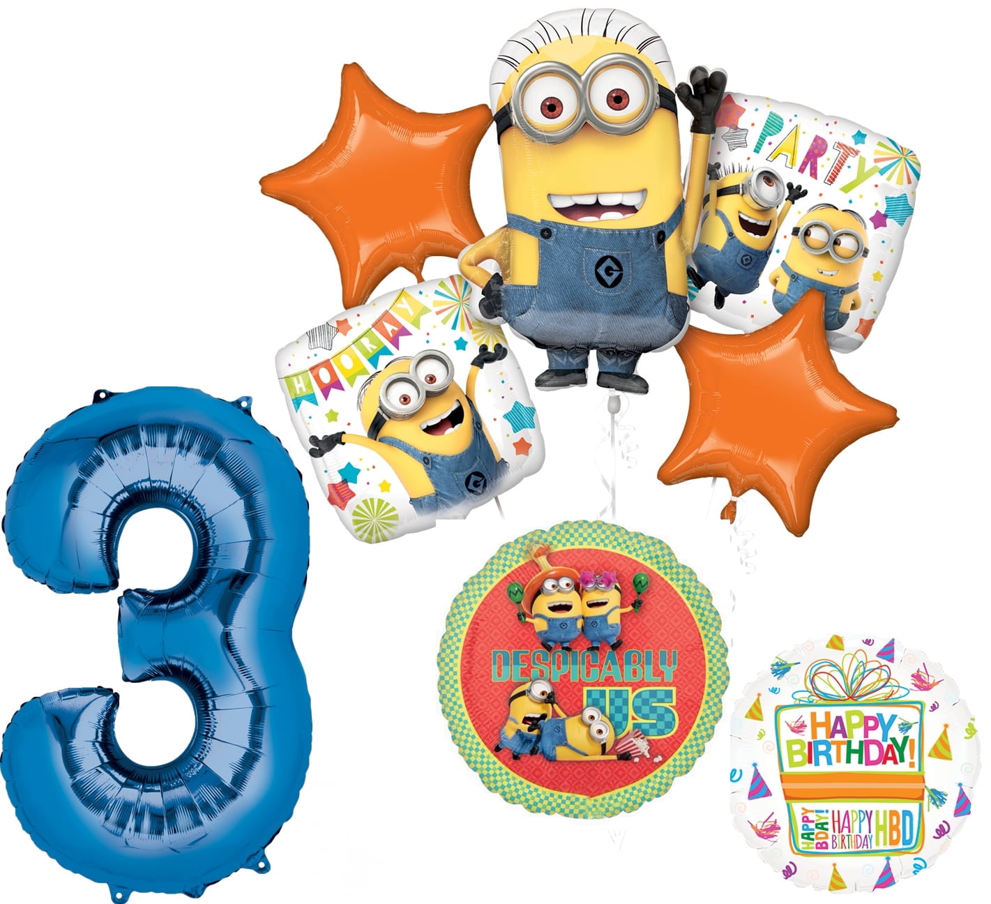 Anagram Despicable Me Minions 3rd Birthday Party Supplies 8 pc Balloon ...