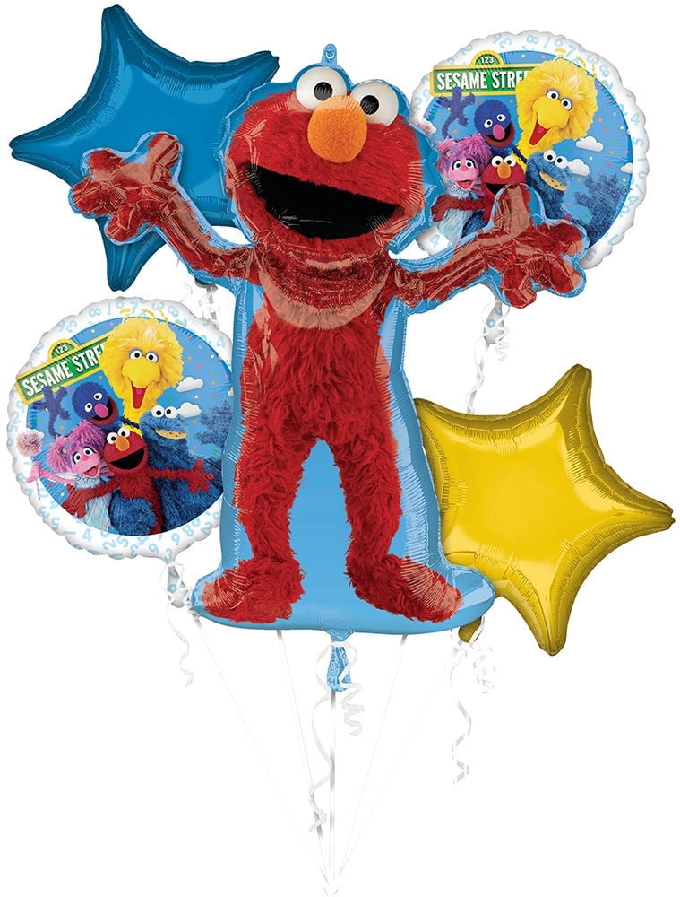 Anagram Elmo Sesame Street 5 Piece Birthday Party Mylar Balloons Set ...