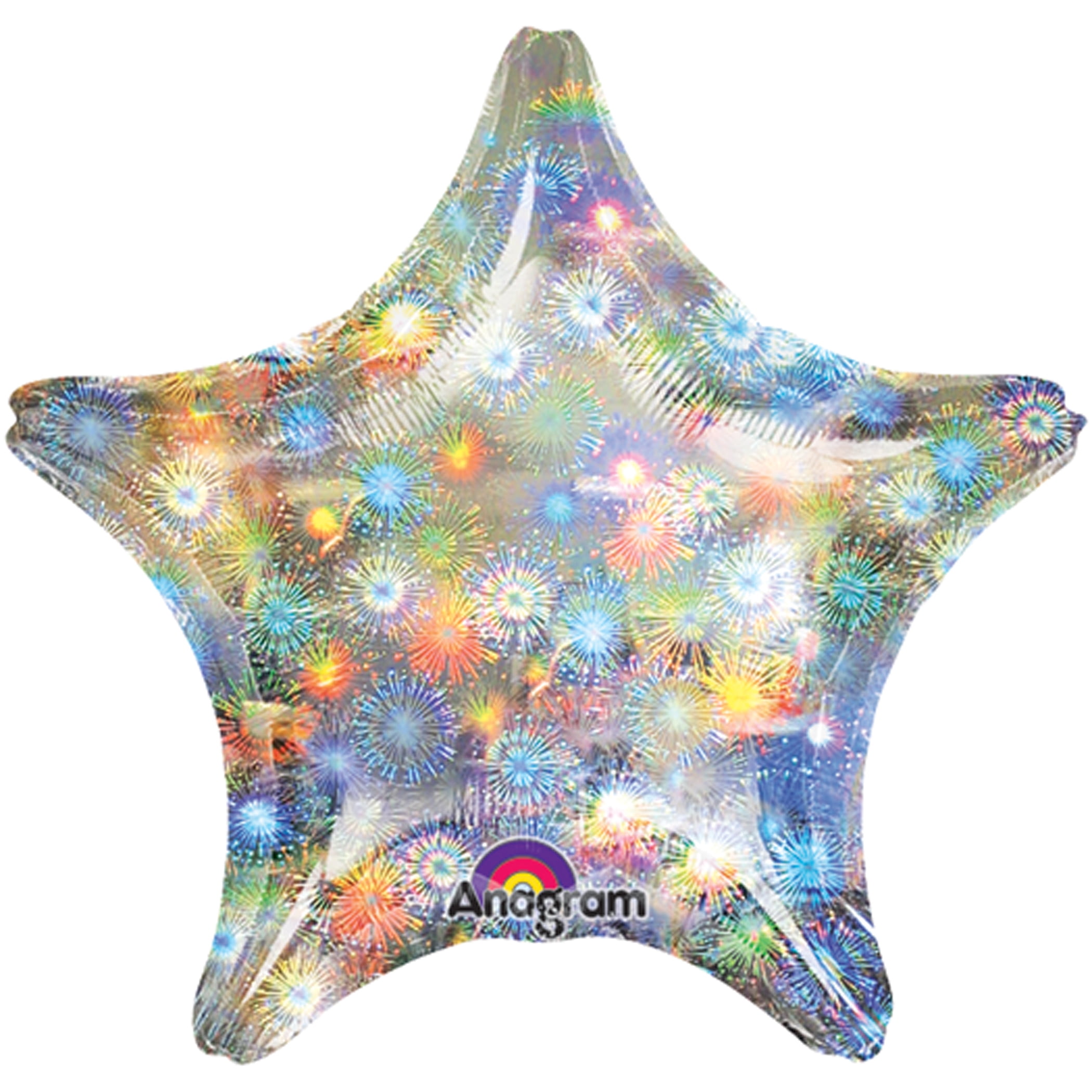 Anagram Fireworks Holographic Star Jr Shape 19" Foil Balloon, Silver ...