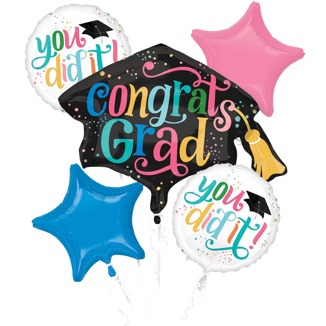 Anagram Graduation Mylar Foil Balloon Decorations, 5pc Follow Your ...