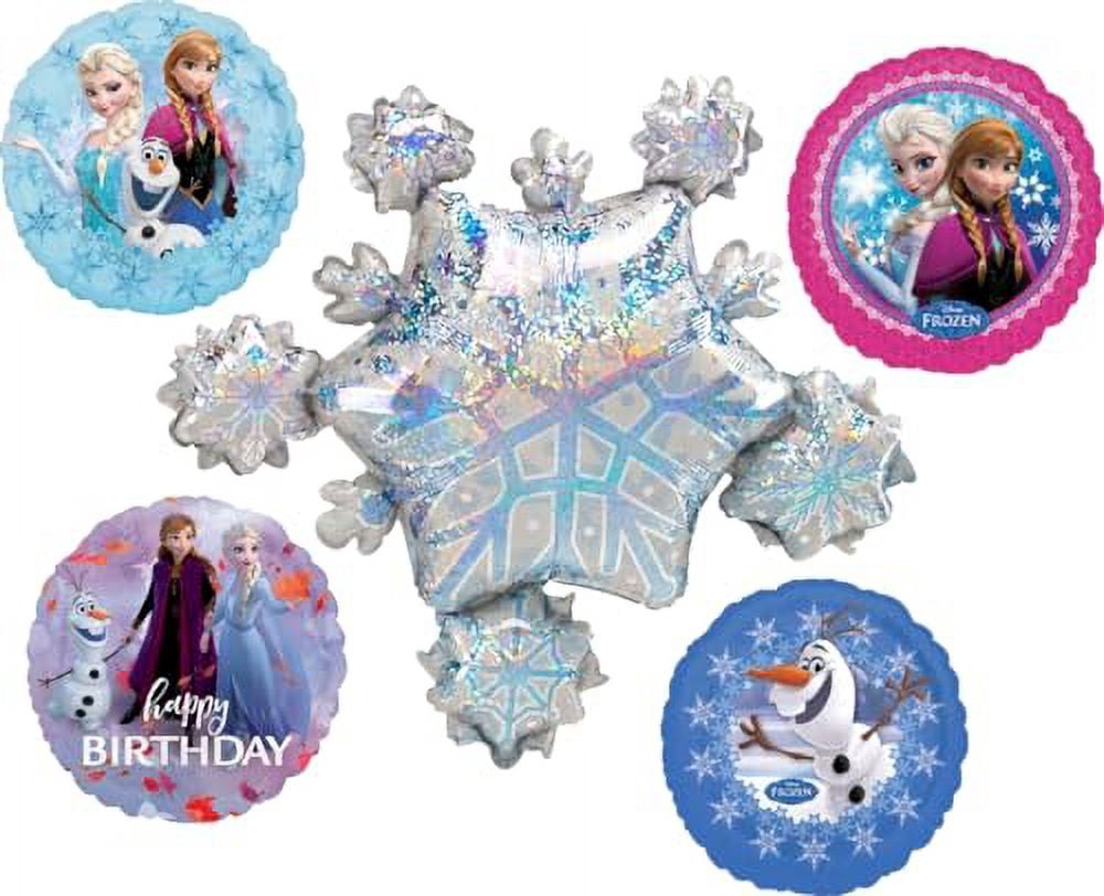 Anagram Frozen Elsa Anna and Olaf Party Supplies 5 pc Birthday Balloon ...