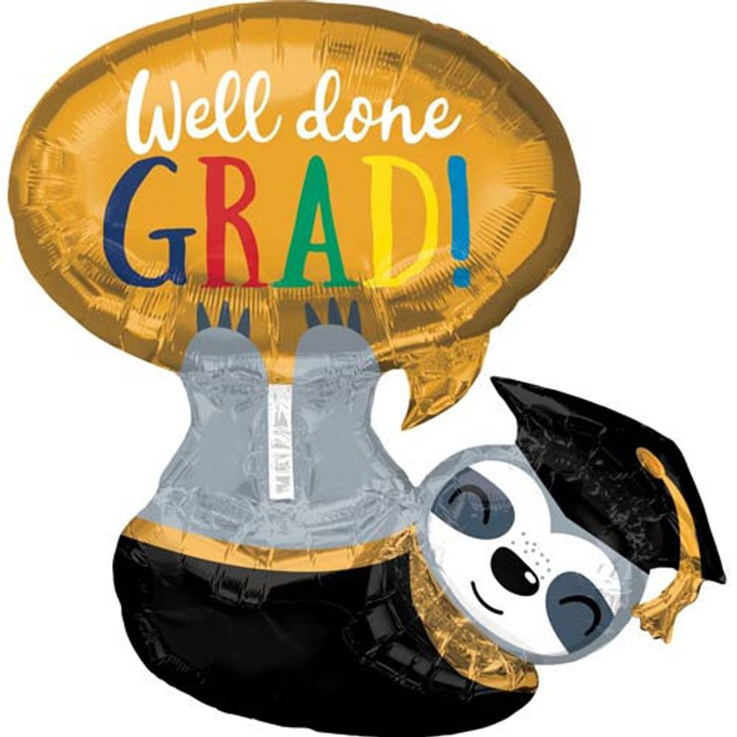 Anagram Graduation Hanging Around Sloth Well Done 27"x28" Foil Balloon ...