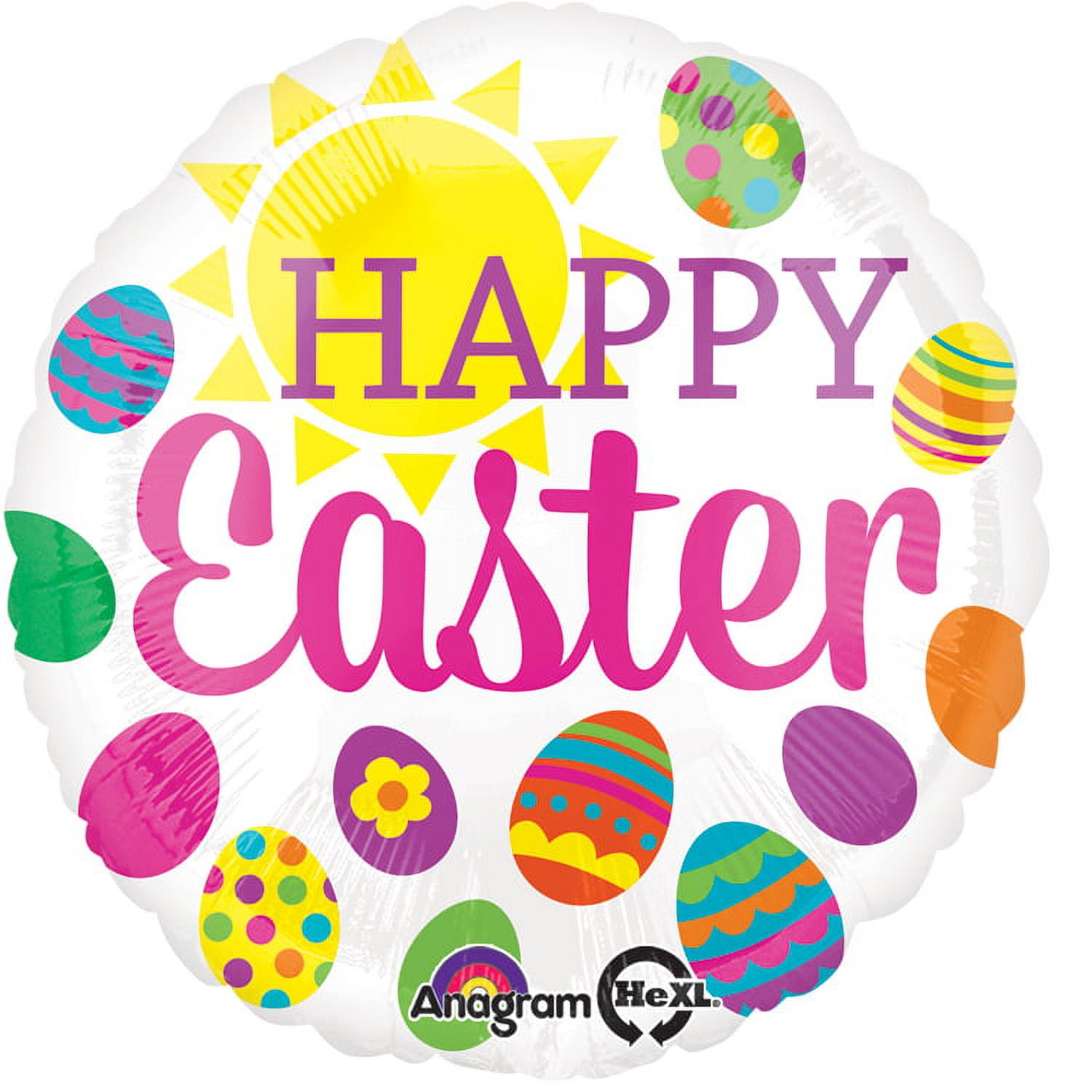 Anagram Happy Easter Eggs Sunshine 18" Jr Shape Round Foil Balloon ...