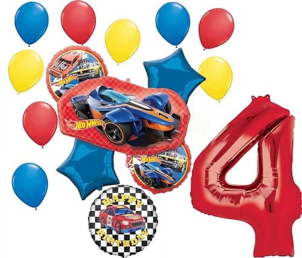 Anagram Hot Wheels Ultimate 4th Birthday Party Balloon Bouquet ...