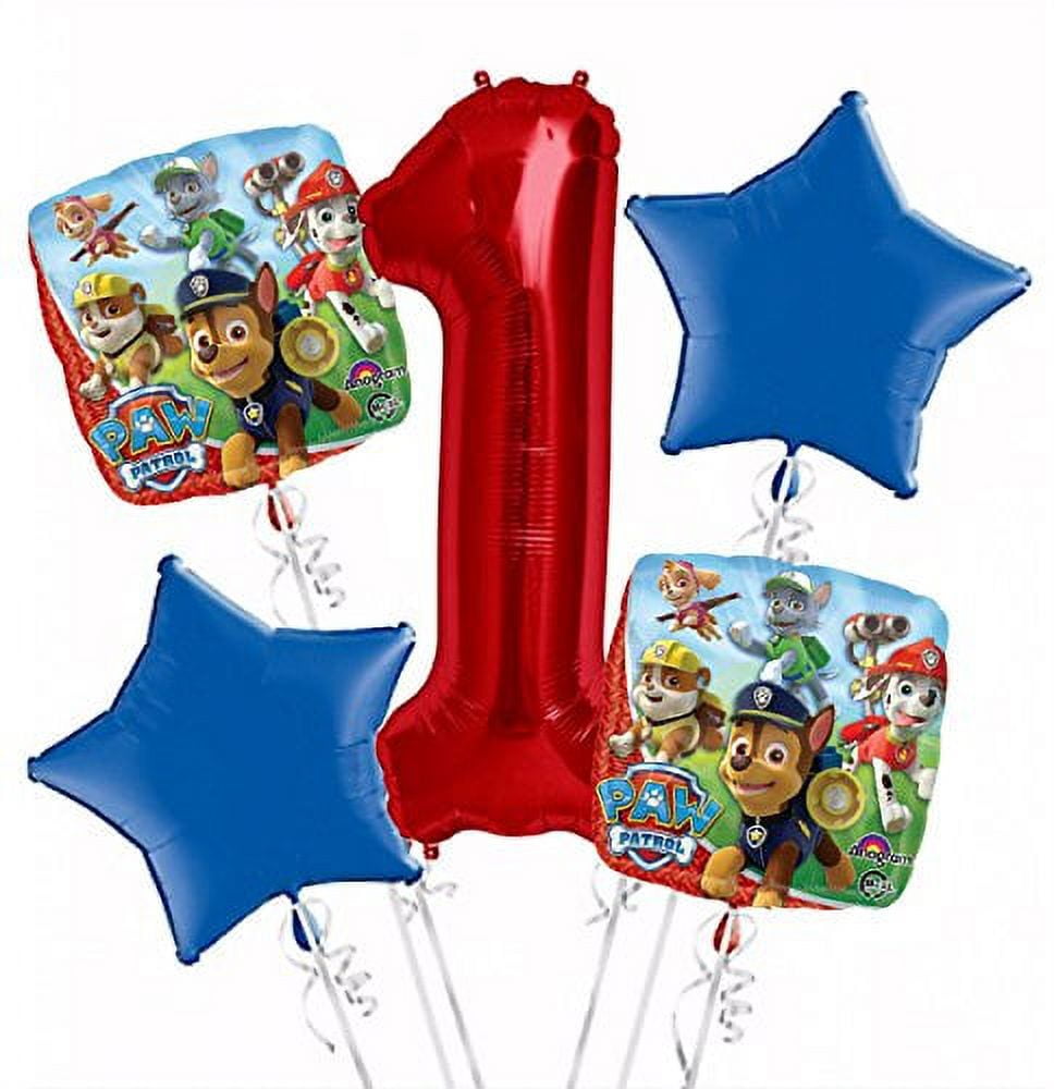 Anagram/Kaleidoscope Paw Patrol 1st Birthday Balloon Bouquet 5 pcs Boys ...