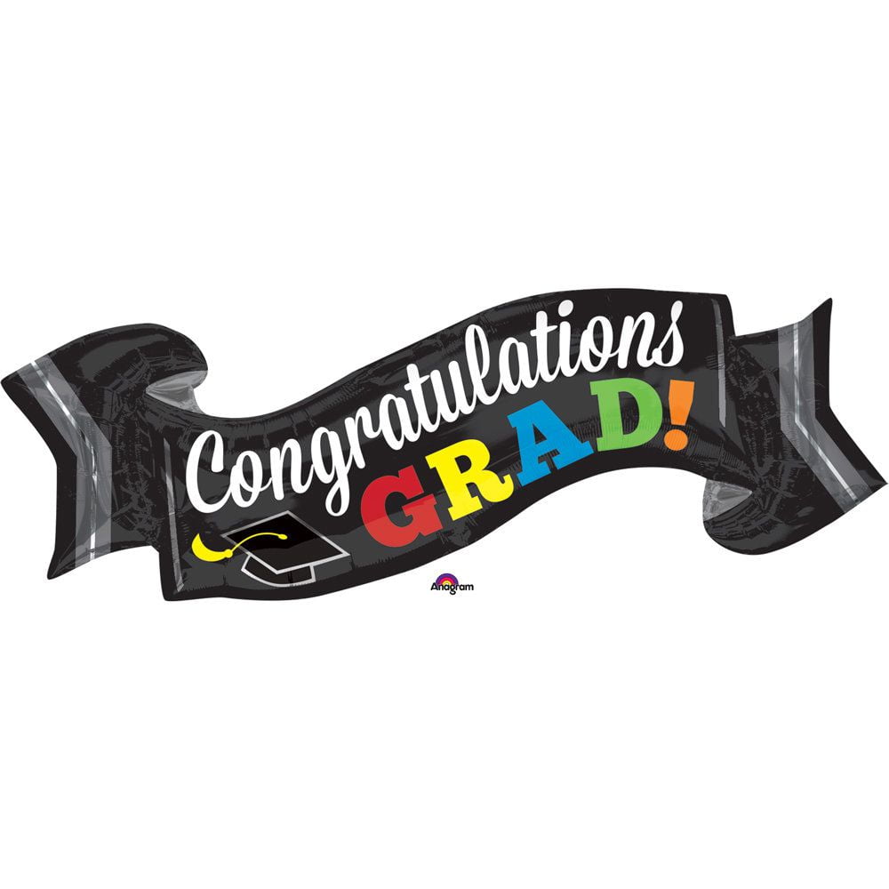 Anagram Large Congratulations Grad Cap Banner 40"x19" Graduation Foil ...