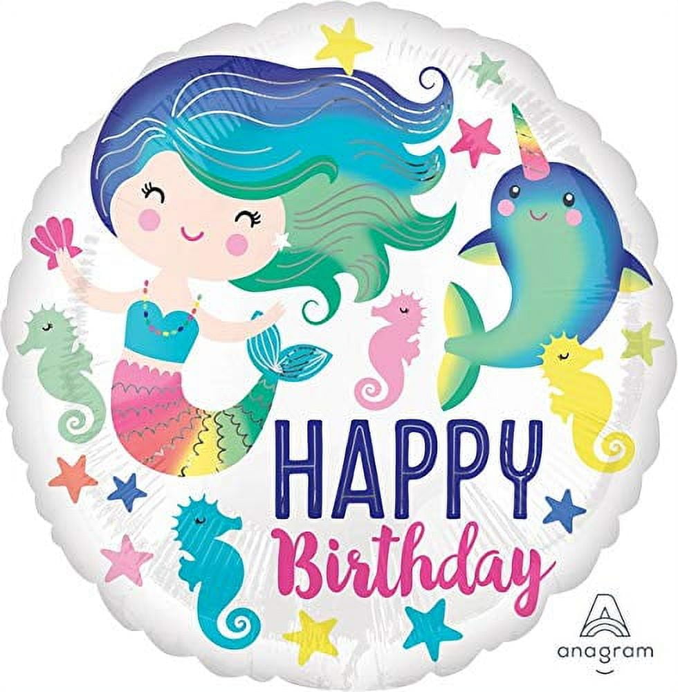 Anagram Mermaid Ocean Fun Happy Birthday Foil Mylar Party Balloon 17" - Walmart.com