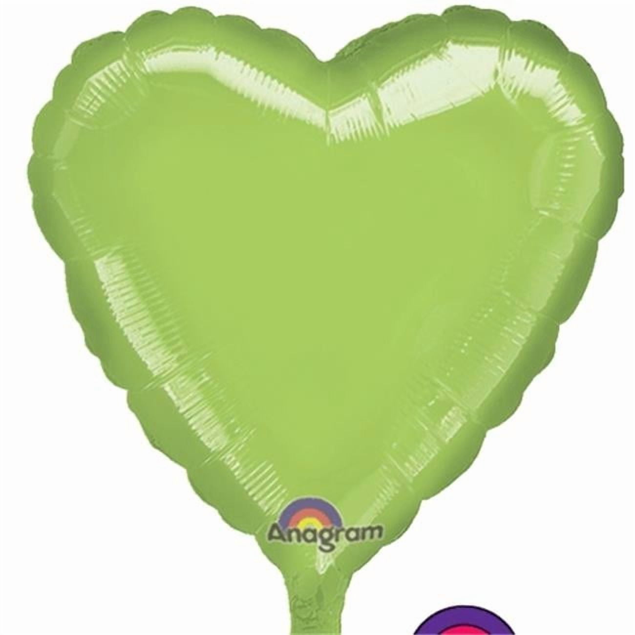 Anagram Metallic Heart Jr Shape Solid Mylar 18" Foil Balloon, Lime ...