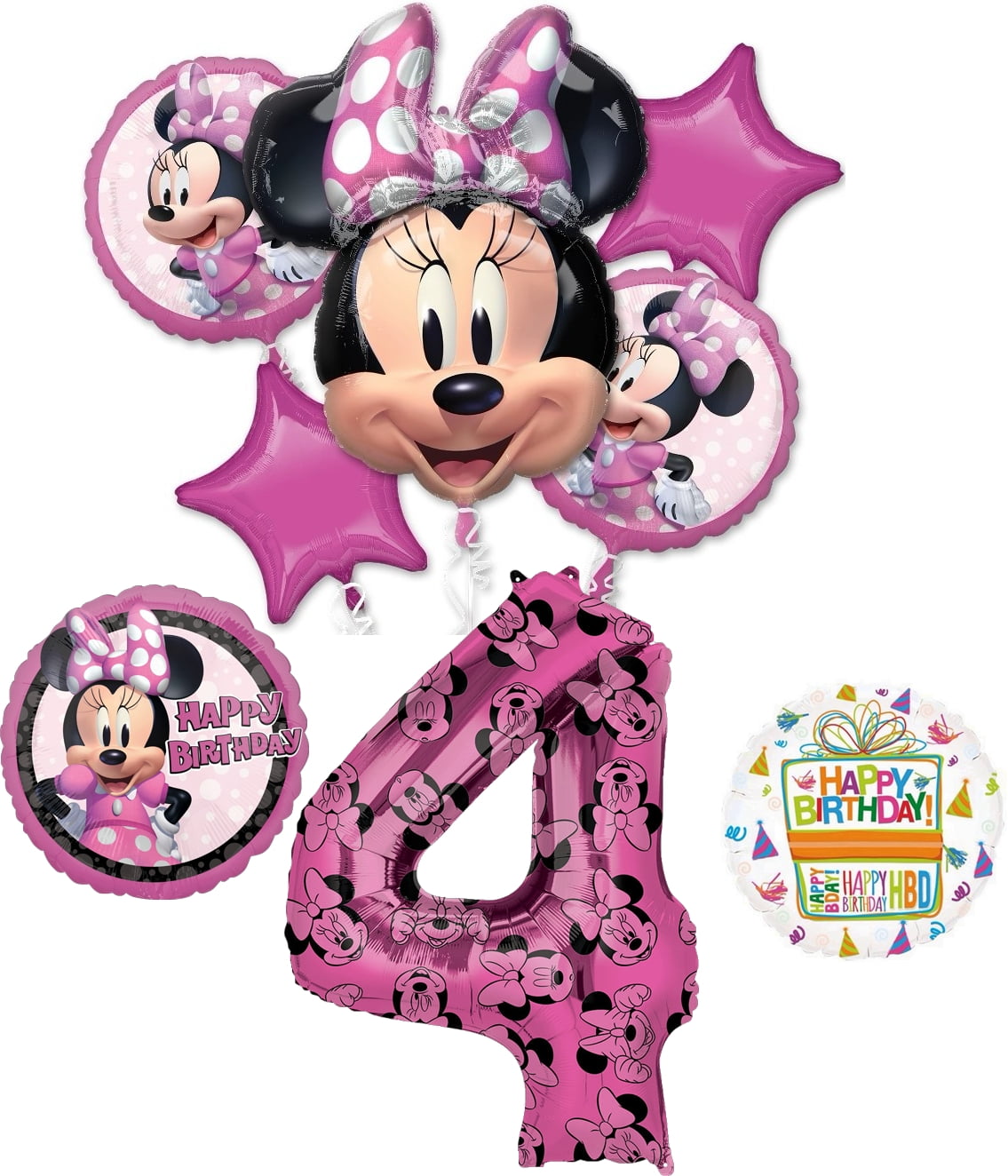Anagram Minnie Forever 4th Birthday Party Supplies Balloon Bouquet ...