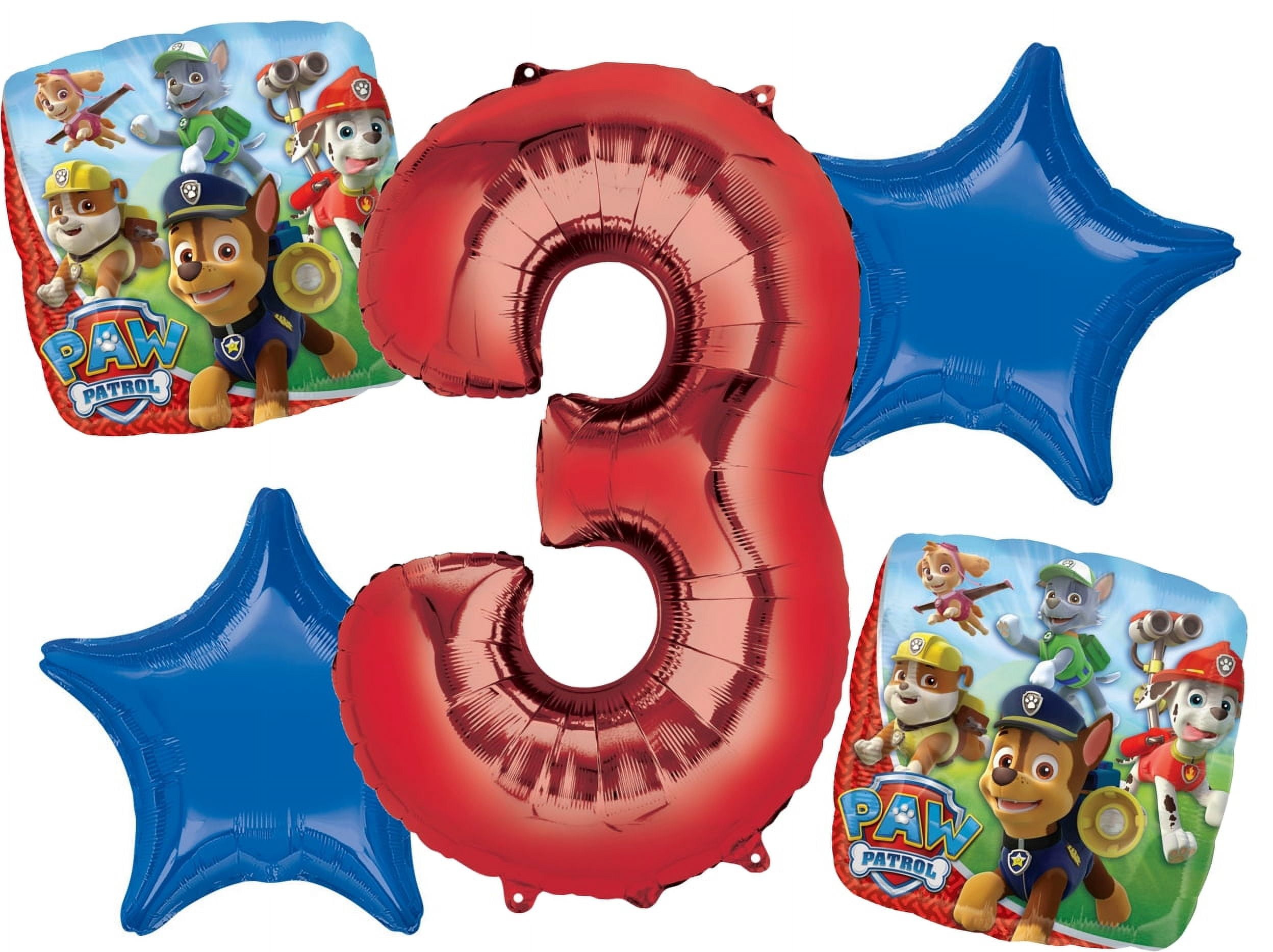 Anagram Paw Patrol Birthday Three Ballons, Multicolored, 5 Count ...