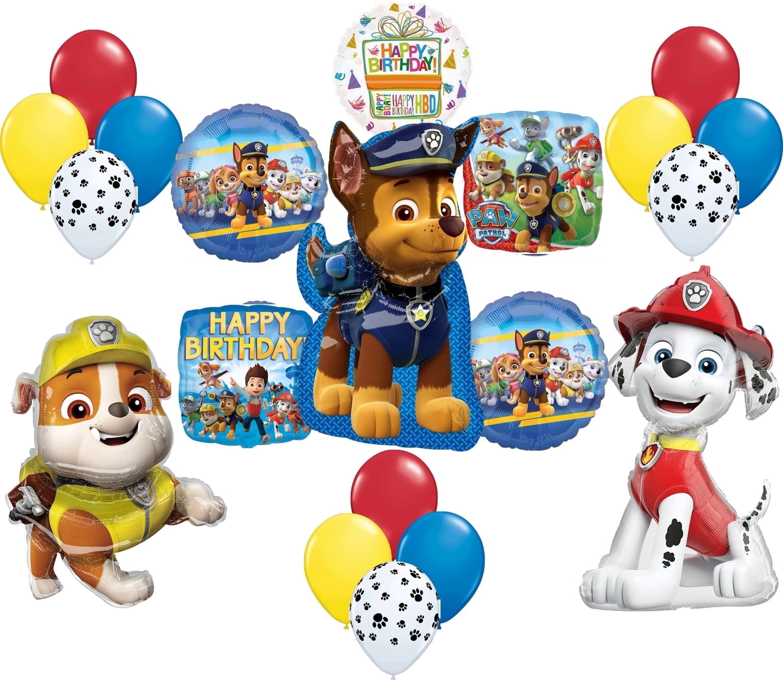 Anagram Paw Pups Chase Rubble Marshall Birthday Balloon Set, Foil and ...