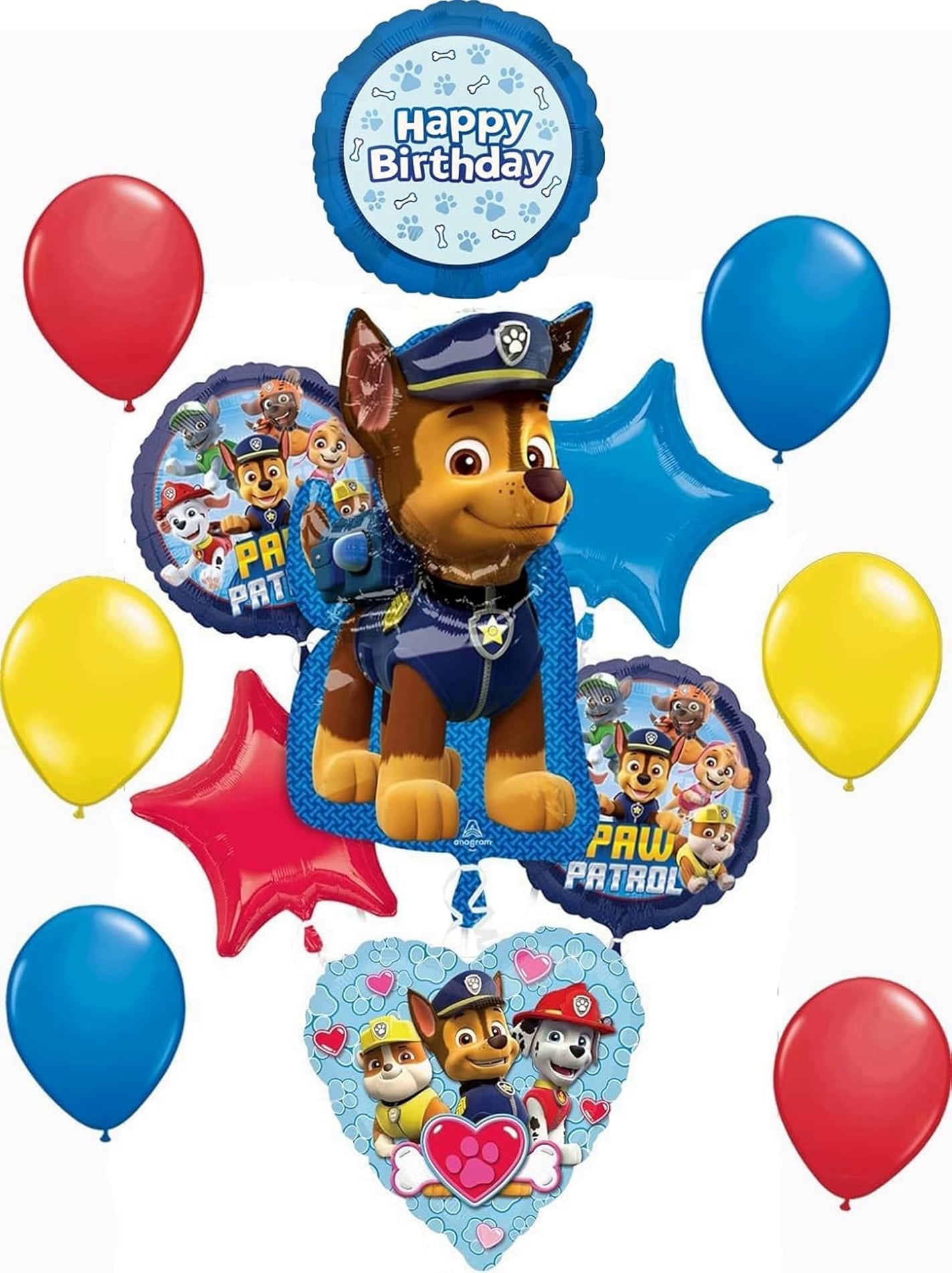 Anagram Paw Pups on Patrol Birthday Party Supplies Chase 13pc Balloon ...