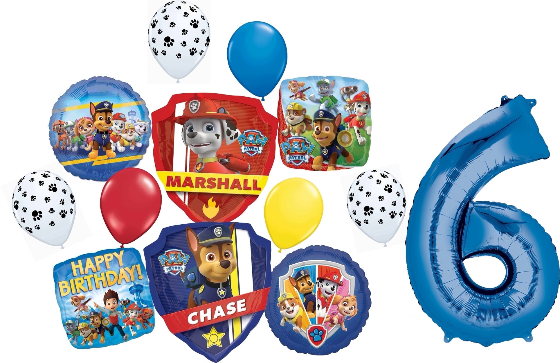 Paw Patrol Chase and Marshall 6th Birthday Party Supplies Balloon ...