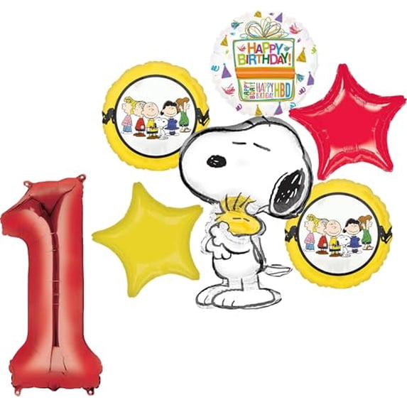 Anagram Peanuts 1st Birthday Party Supplies Snoopy and Friends 7pc ...