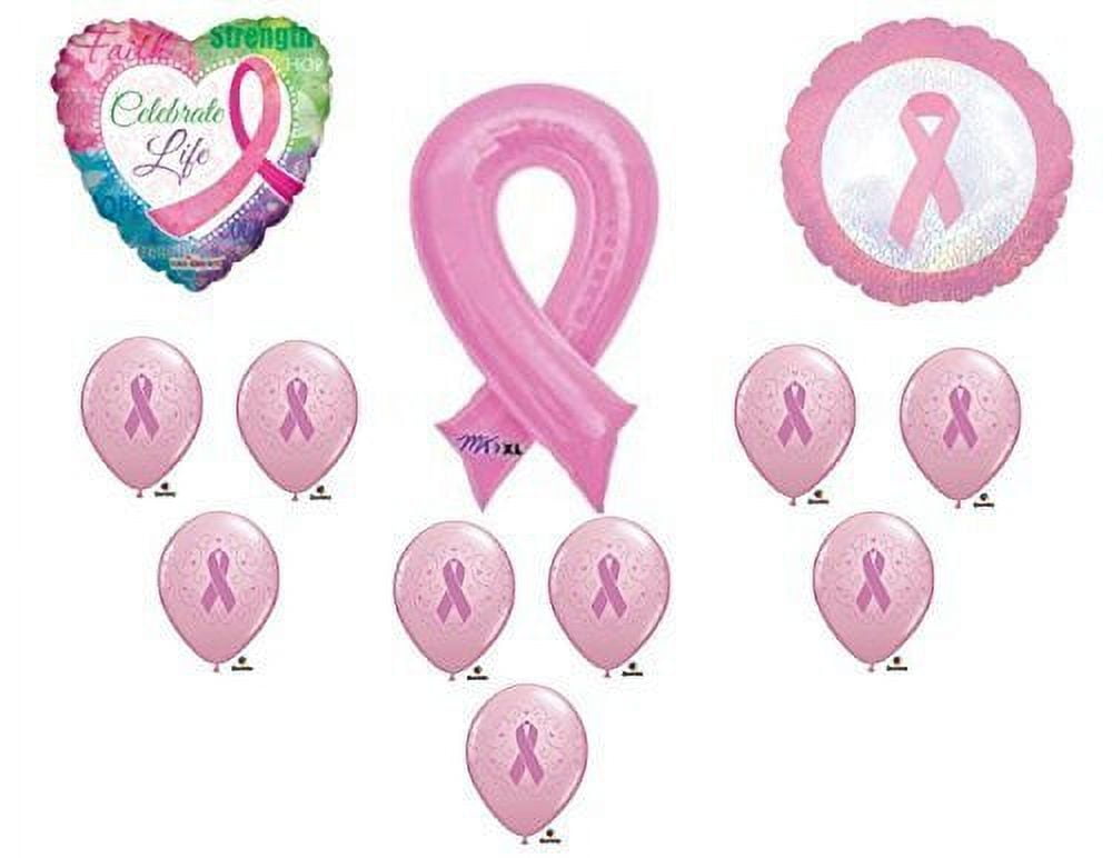 Anagram Pink Ribbon Breast Cancer Awareness Balloons Kit, 12-Piece ...