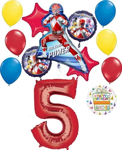 Anagram Power Rangers 5th Birthday Party Supplies 13 pc Foil Balloon ...