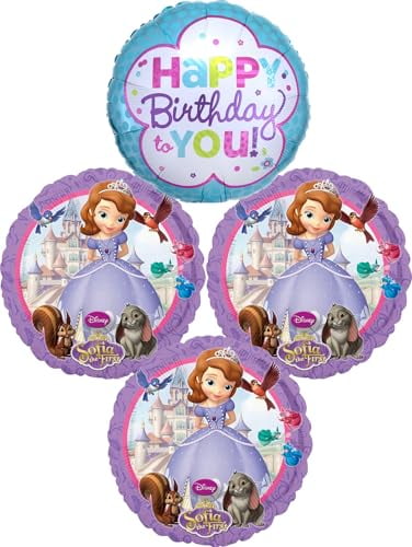 Anagram Sofia the First Birthday Party Supplies 4pc Balloon Bouquet Decorations - Walmart.com