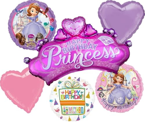 Anagram Sofia the First Birthday Party Supplies Princess Crown Balloon Bouquet Decorations ...