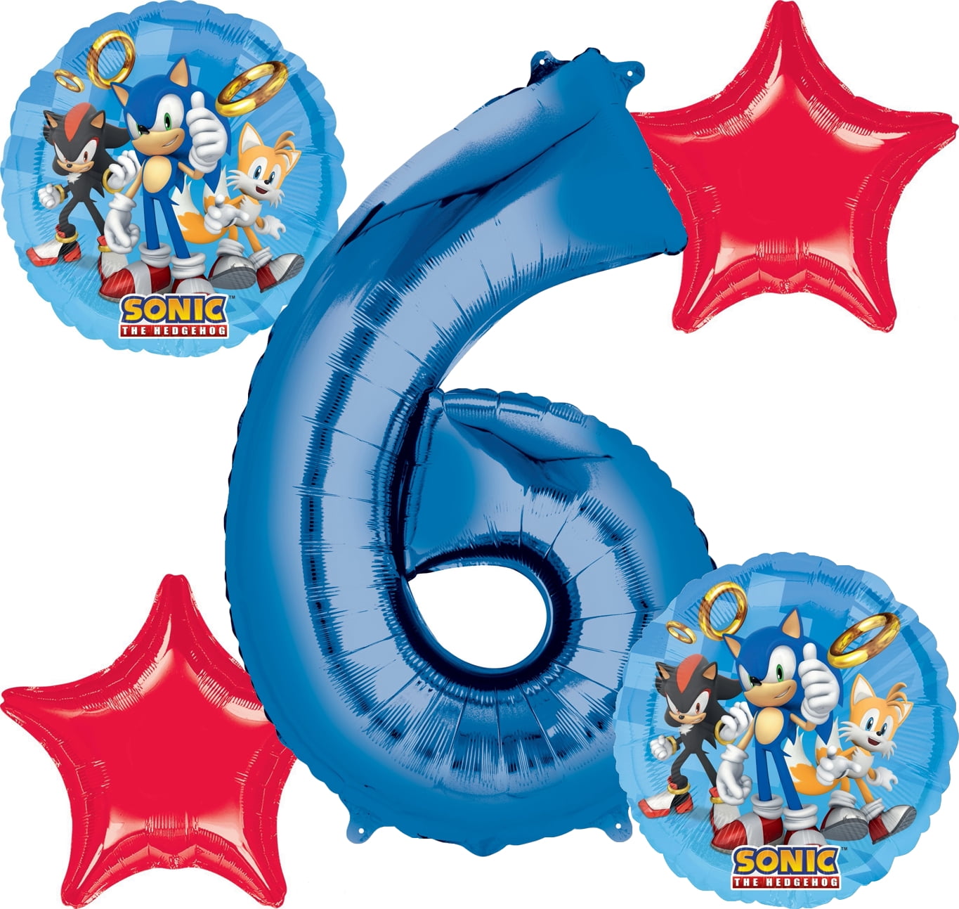 Sonic the Hedgehog 6th Birthday Party Supplies: Themed 5pc Balloon ...