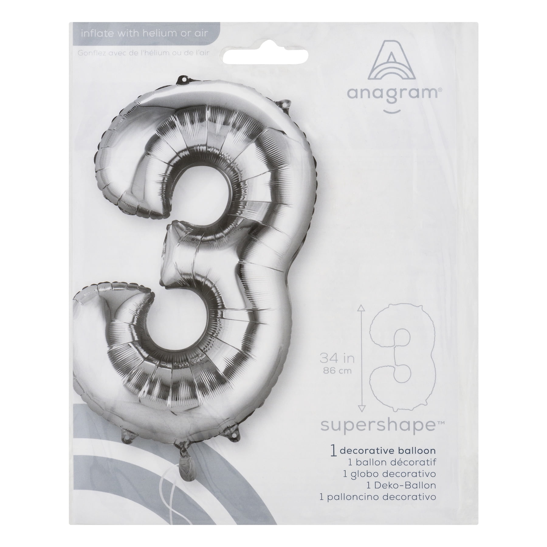 Anagram SuperShape Balloon 3, 1.0 CT - Walmart.com