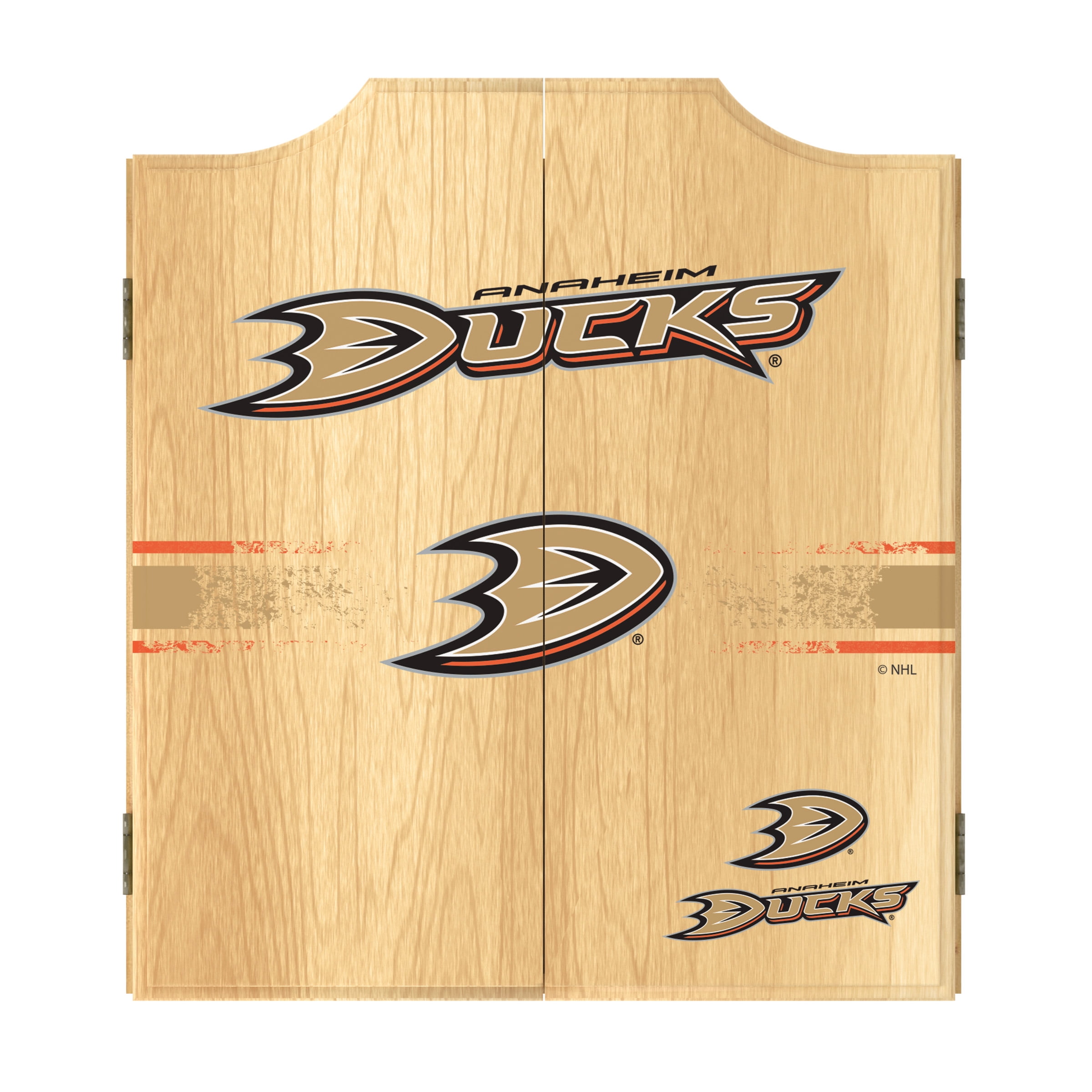 Anaheim Ducks Logo Dart Board Cabinet Set with 6 Steel Tip Darts ...