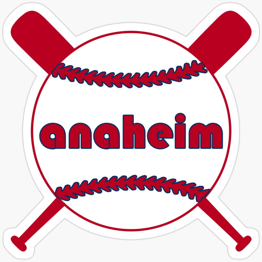 Anaheim Retro Throwback Baseball With Crossed Bats Sticker Phone Decal ...