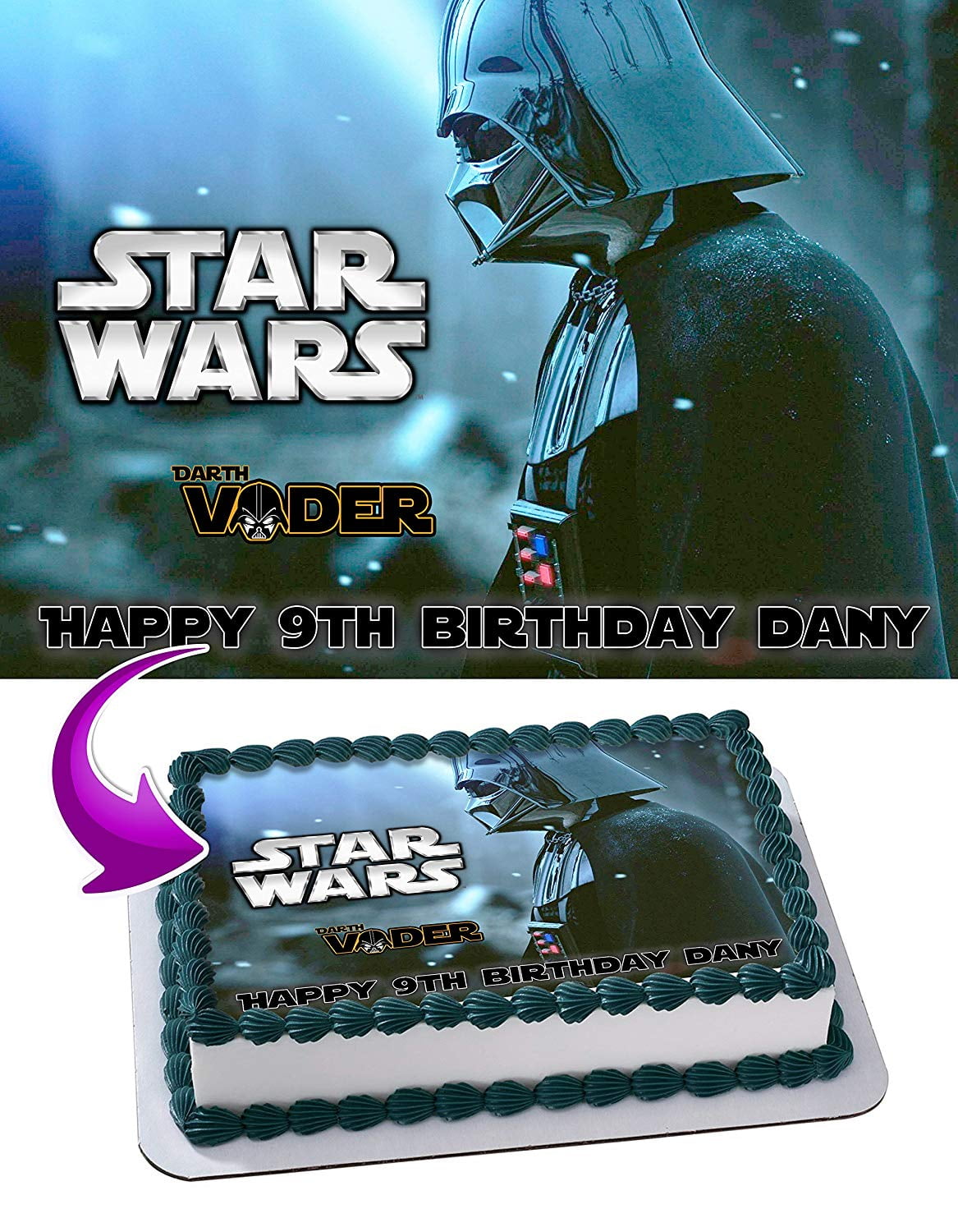Anakin Skywalker Darth Vader Edible Cake Image Topper Personalized ...