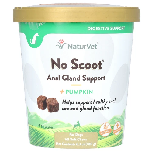 Anal Gland Support + Pumpkin, No Scoot, For Dogs, 60 Soft Chews, 6.3 oz ...